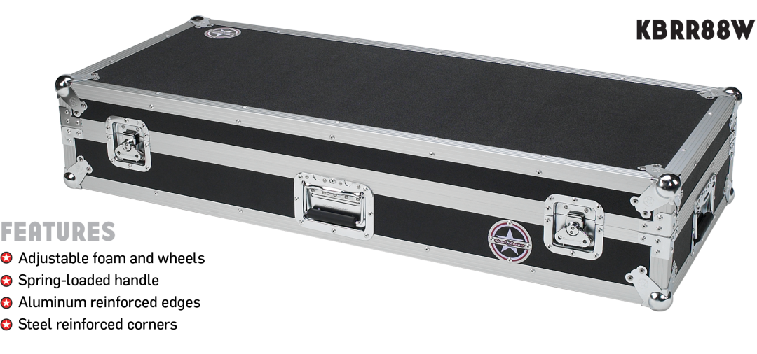 Road Runner 88 Key Keyboard Flight Case with Casters KBRR88W